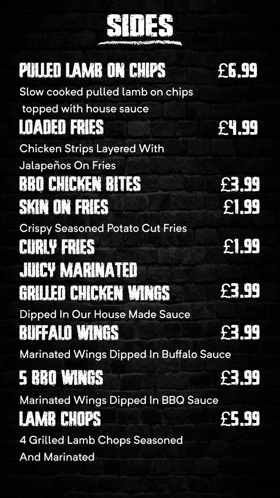 Menu at SMASHED restaurant, Bury