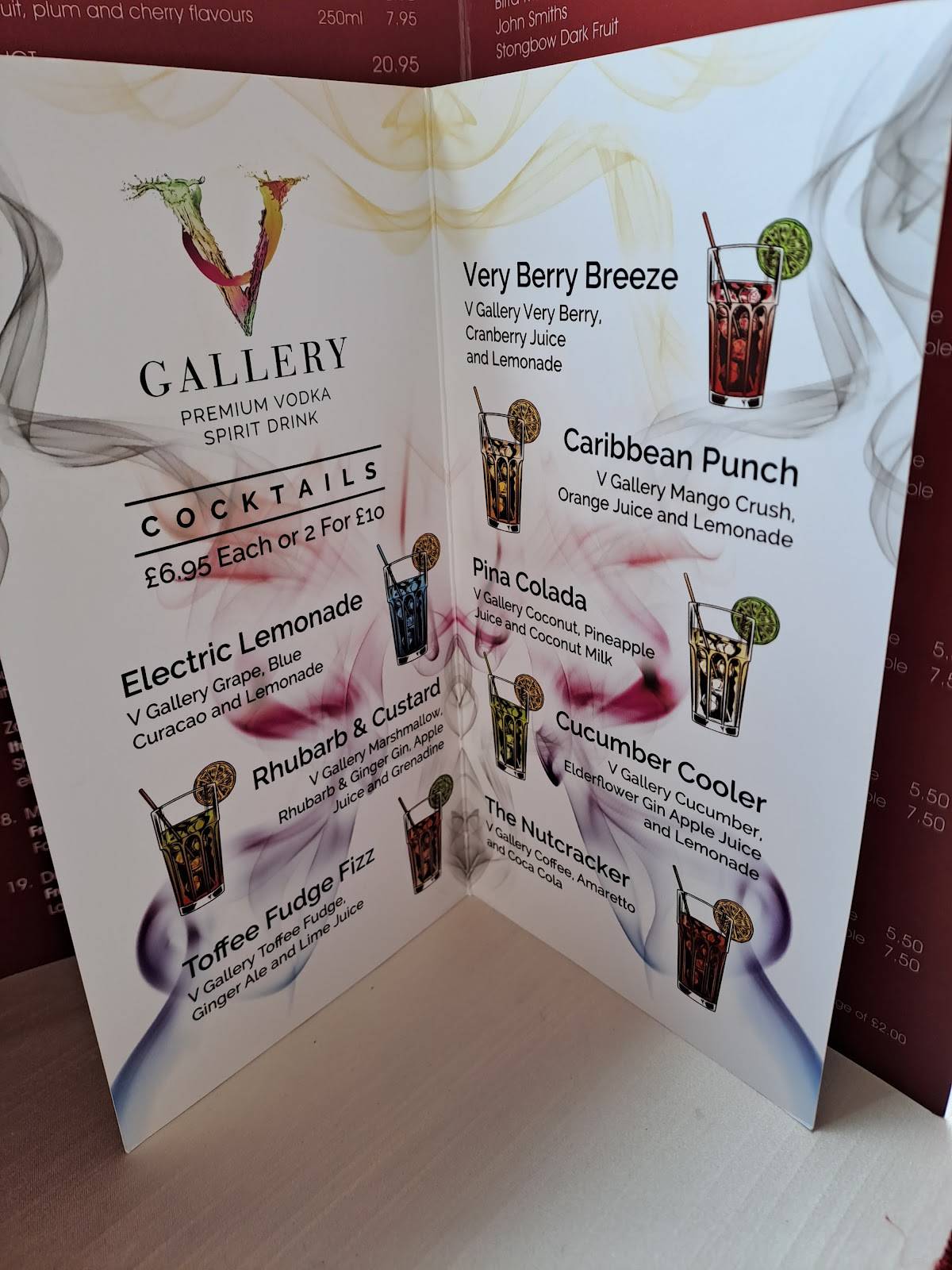 Menu at Sambuca Quayside restaurant, Newcastle upon Tyne