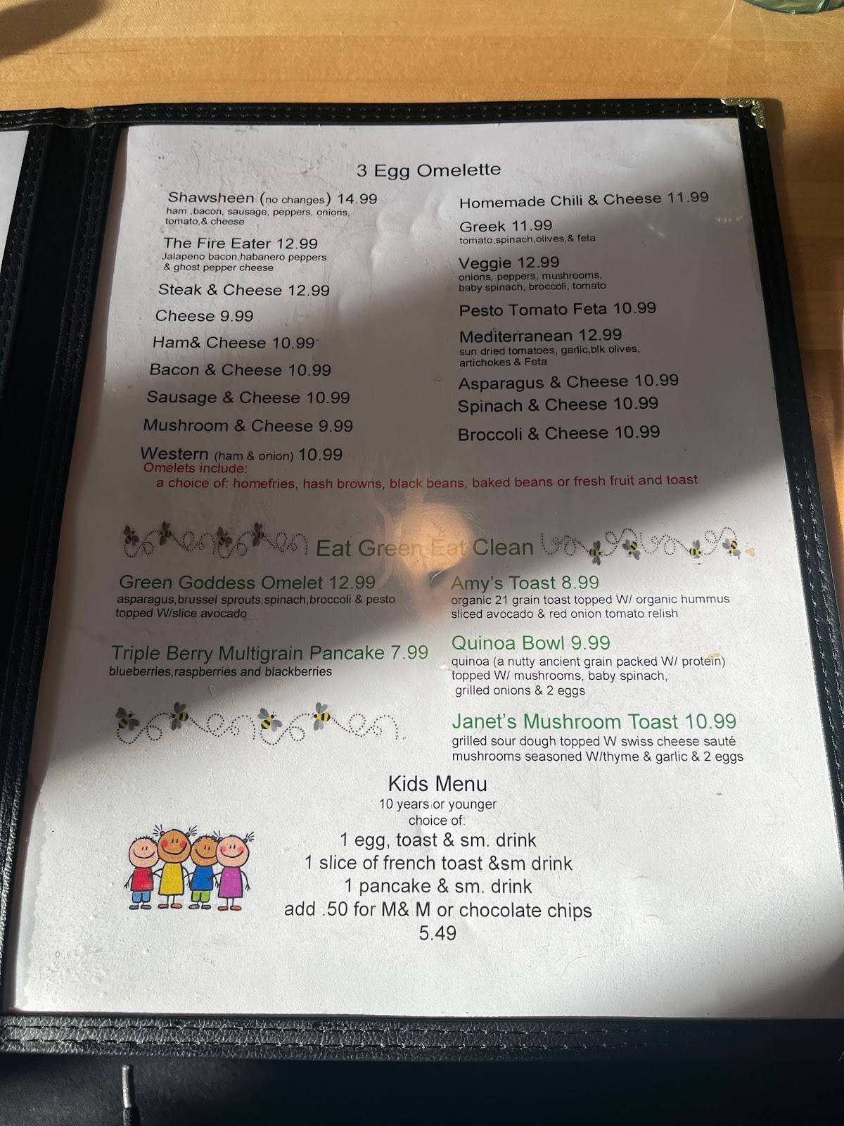 Menu at Shawsheen Luncheonette restaurant, Andover