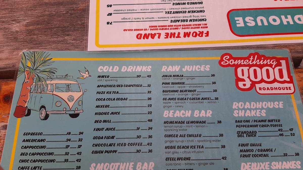 Menu at Something Good Roadhouse restaurant, Port Elizabeth