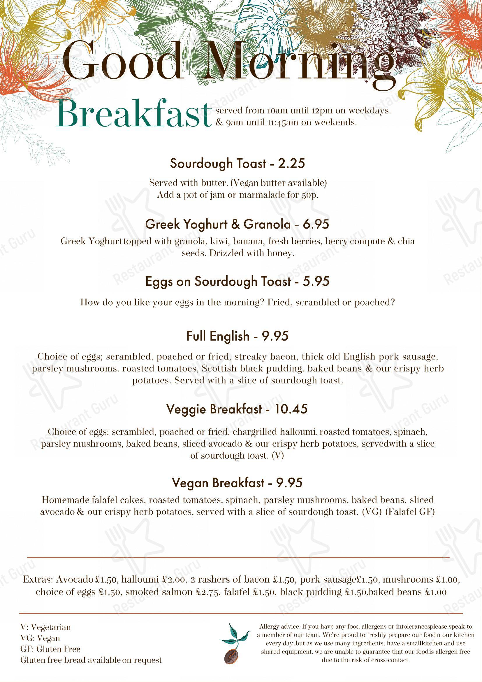 Menu at Sprout Kitchen Garden restaurant, Ellesmere Port