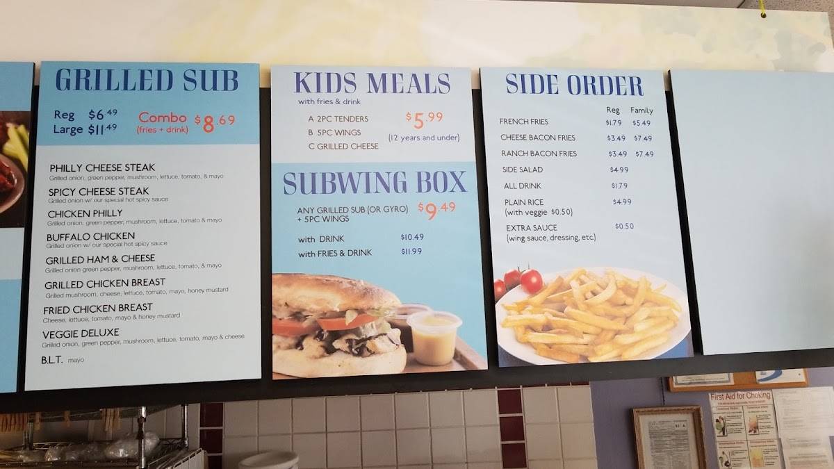 Menu at Sub Wings Milkshake & Burger restaurant, Alpharetta