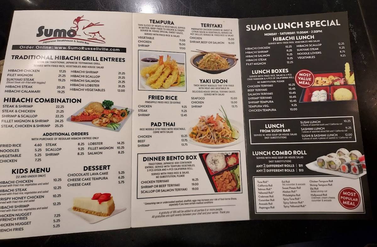 Menu at Sumo Japanese Steakhouse & Sushi Bar, Russellville