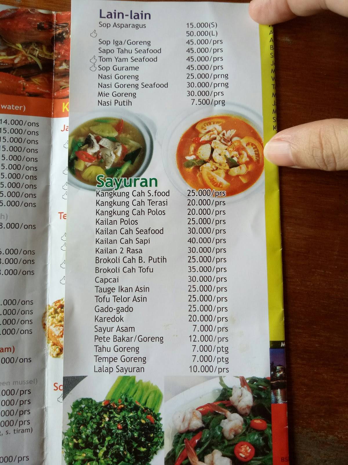 Menu at Telaga Seafood Modernland restaurant, Tangerang, Jl. Pulau ...