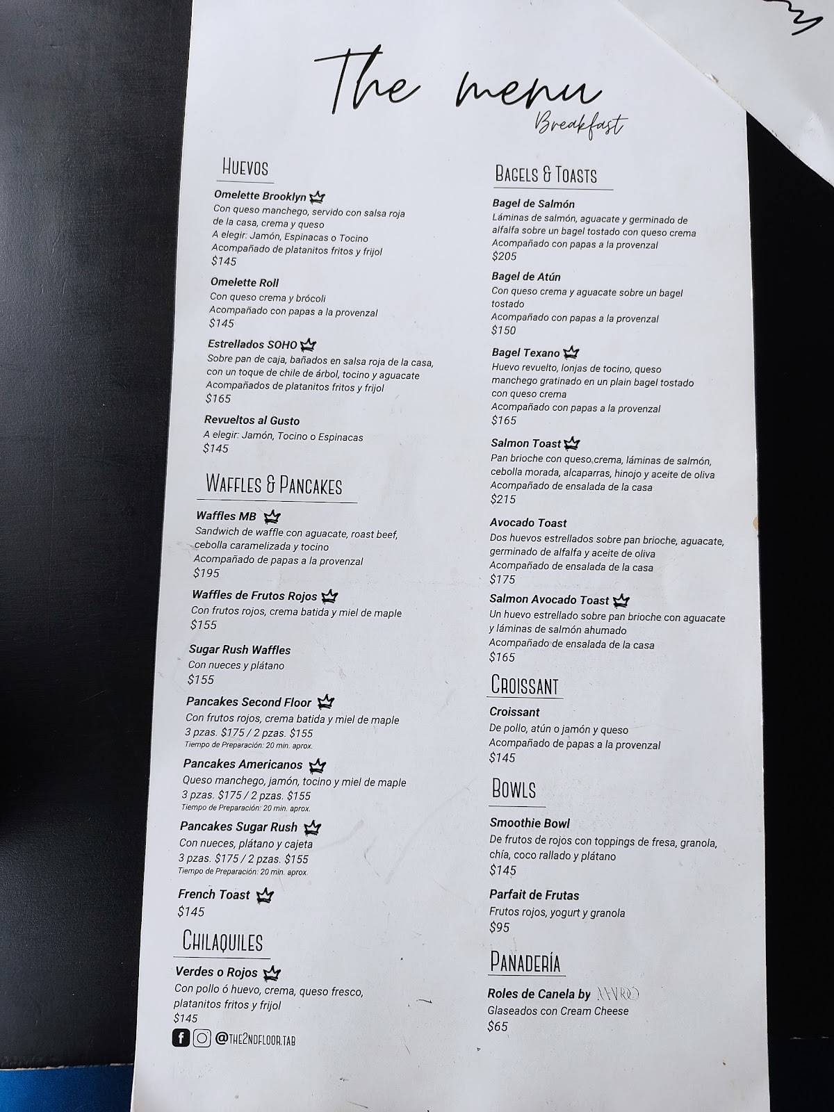 Carta del restaurante The 2nd Floor, Villahermosa