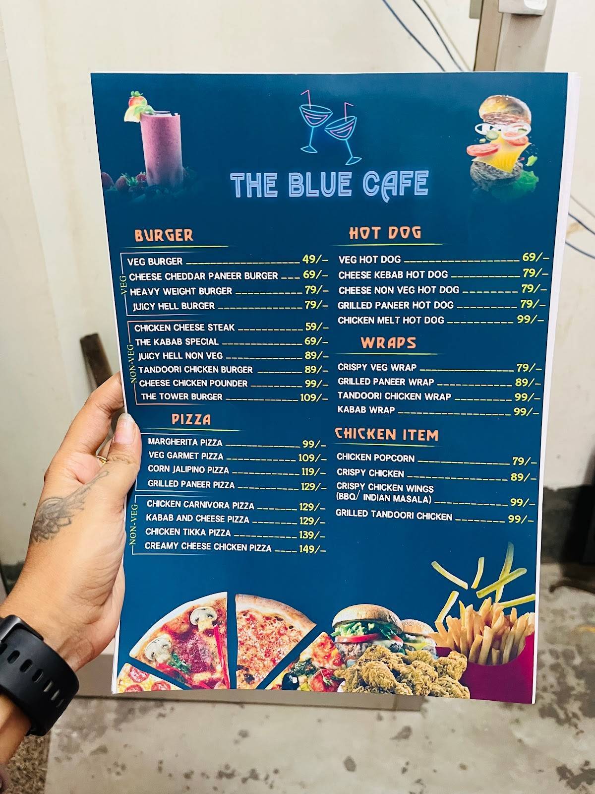 Menu at The Blue Cafe, Siliguri