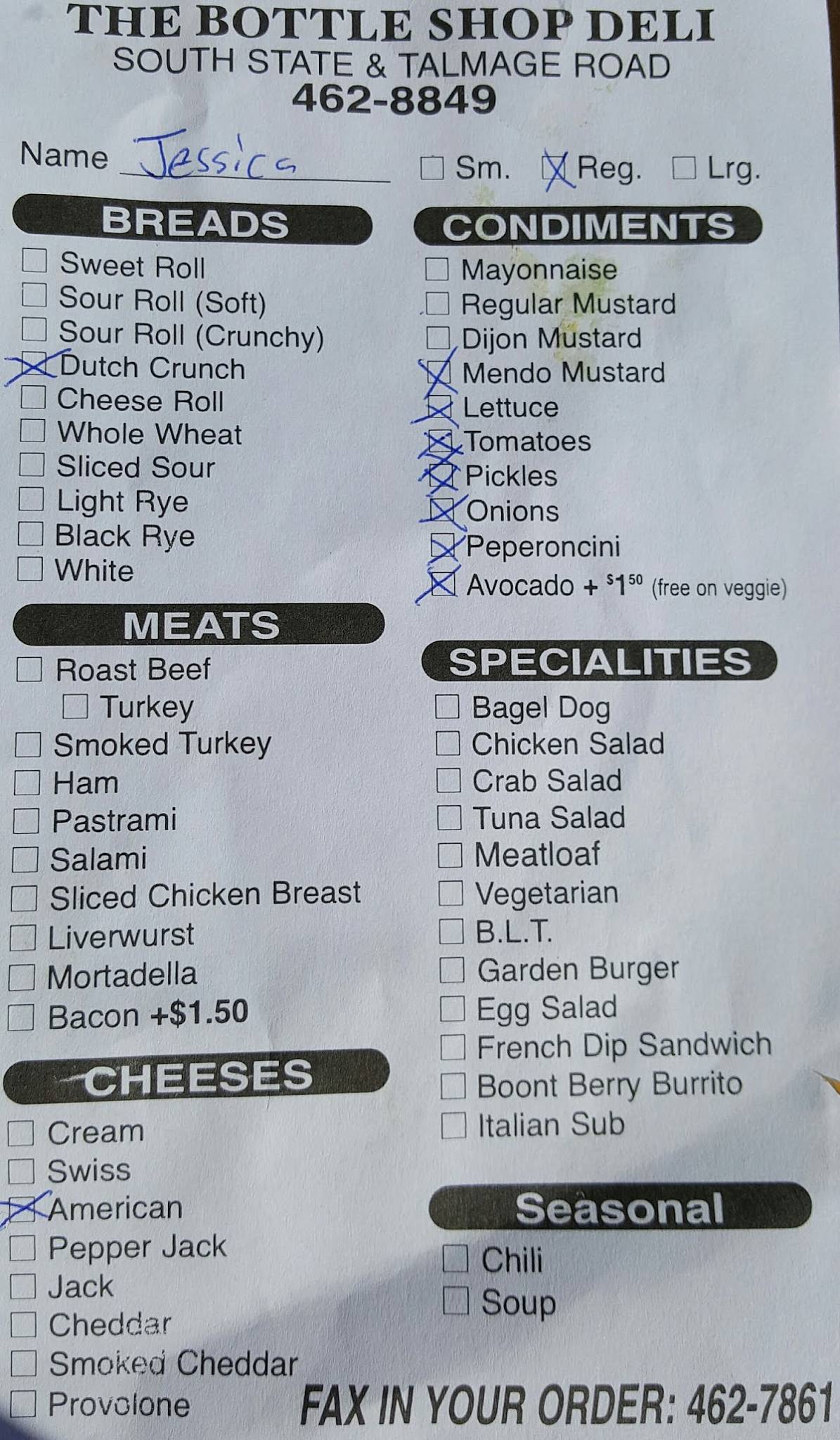 Menu at The Bottle Shop Deli restaurant, Ukiah, 152 Talmage Rd