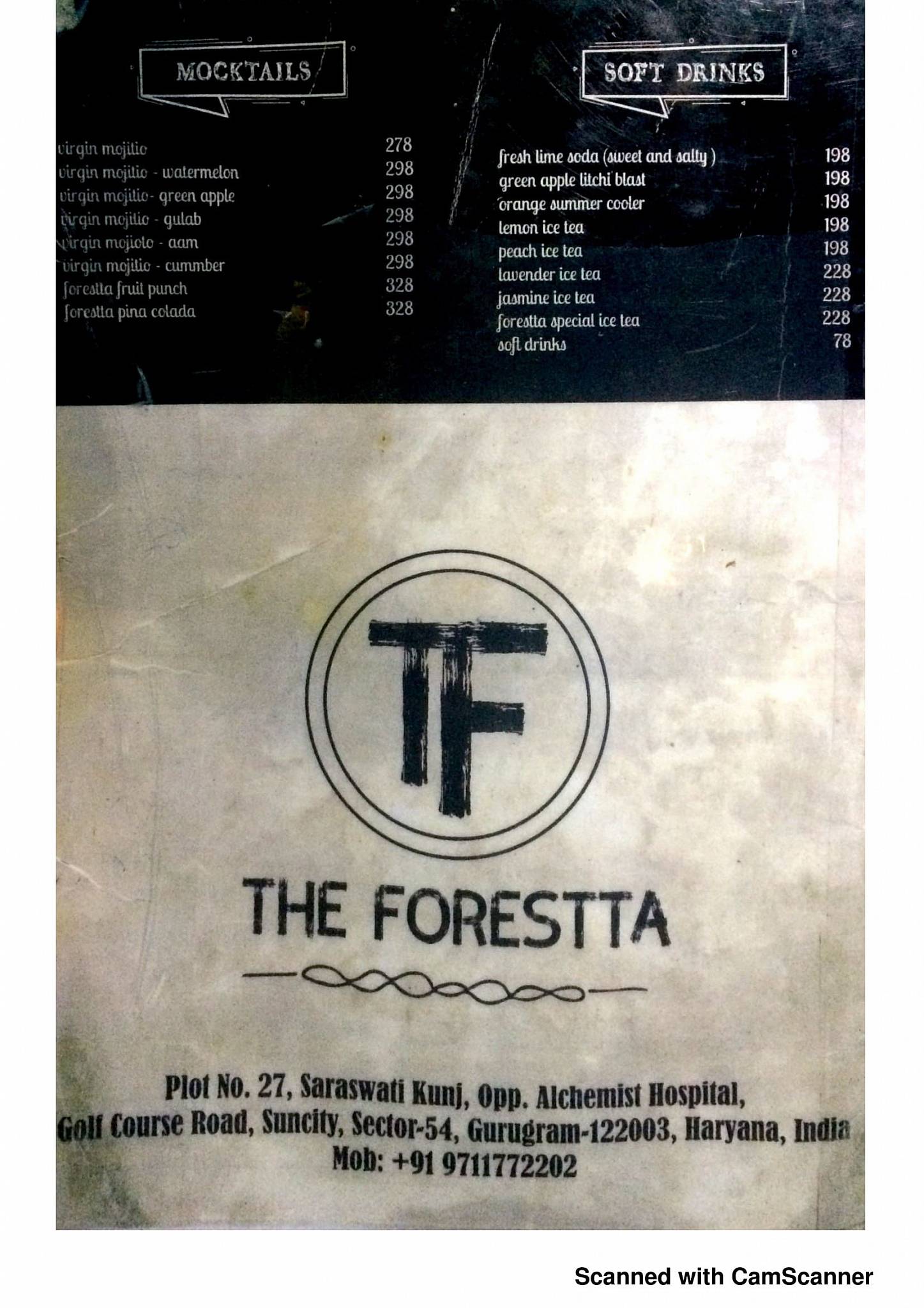 Menu at The Forestta, Gurugram, Plot No 27 sarsawti kunj