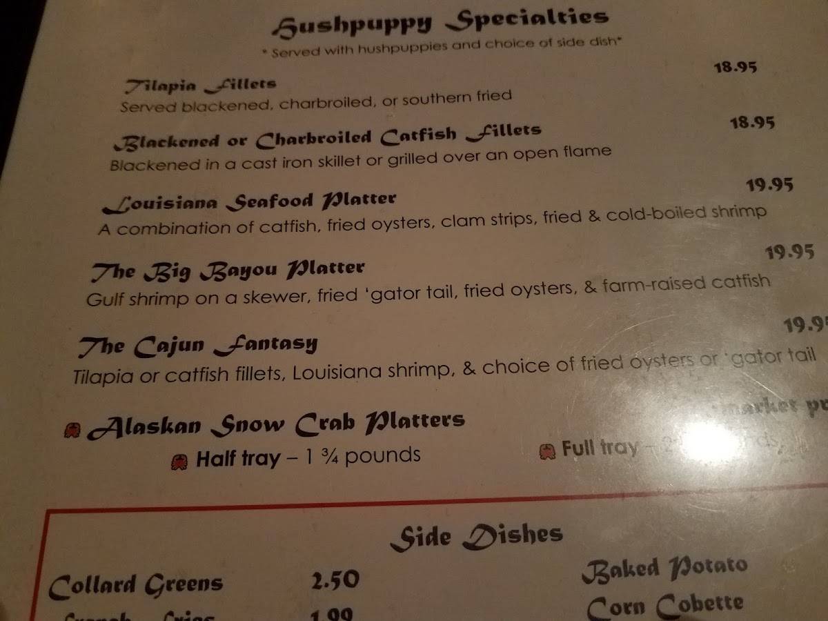 Menu at The Hush Puppy LV restaurant, Las Vegas, W Charleston Blvd