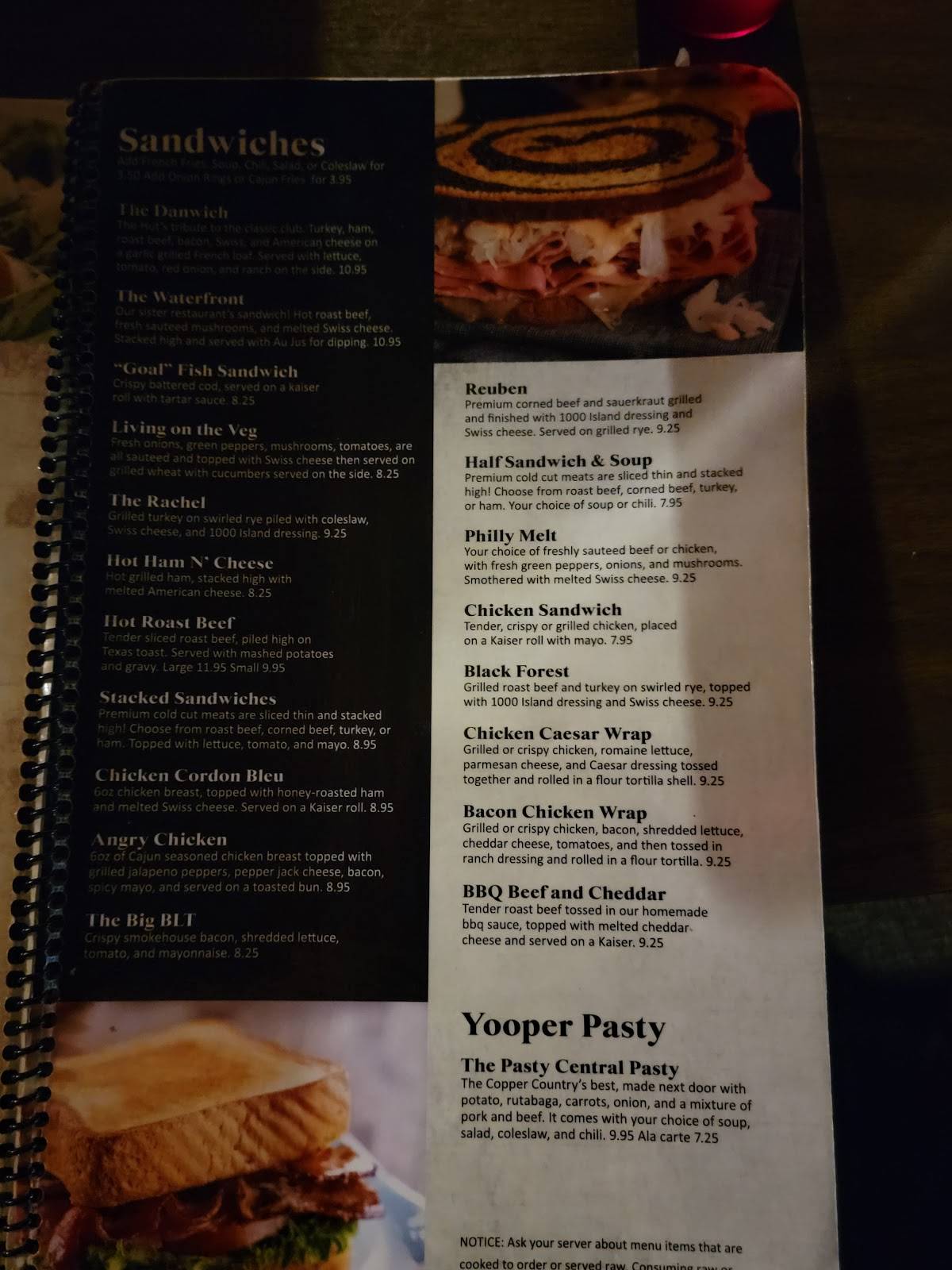 Menu at The Hut Restaurant, Calumet Township, Wolverine St #41