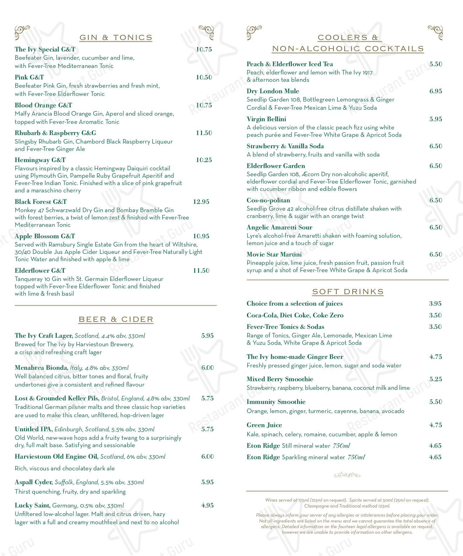Menu at The Ivy Montpellier Brasserie Cheltenham restaurant, Cheltenham