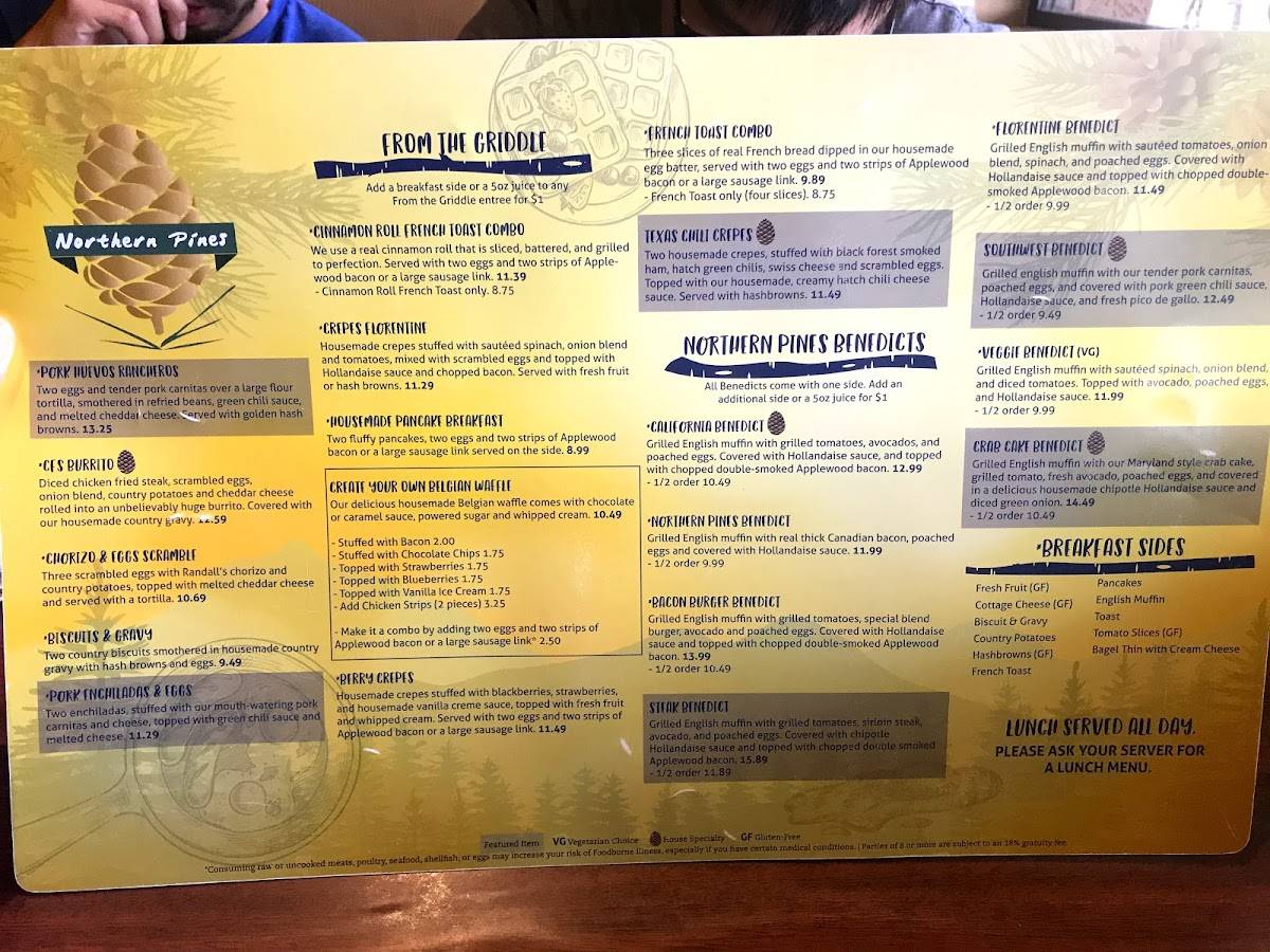 Menu at The Northern Pines Restaurant, Flagstaff