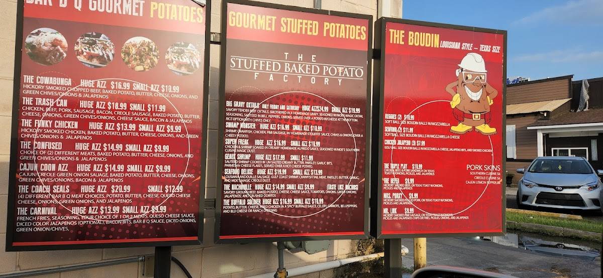 Menu at The Stuffed Baked Potato Factory restaurant, Houston, Hiram ...