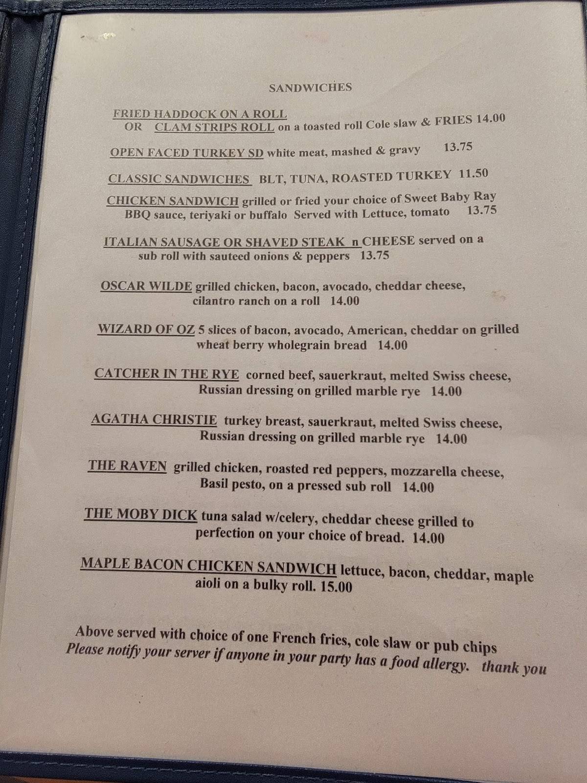Menu at The Traveler Restaurant, Union