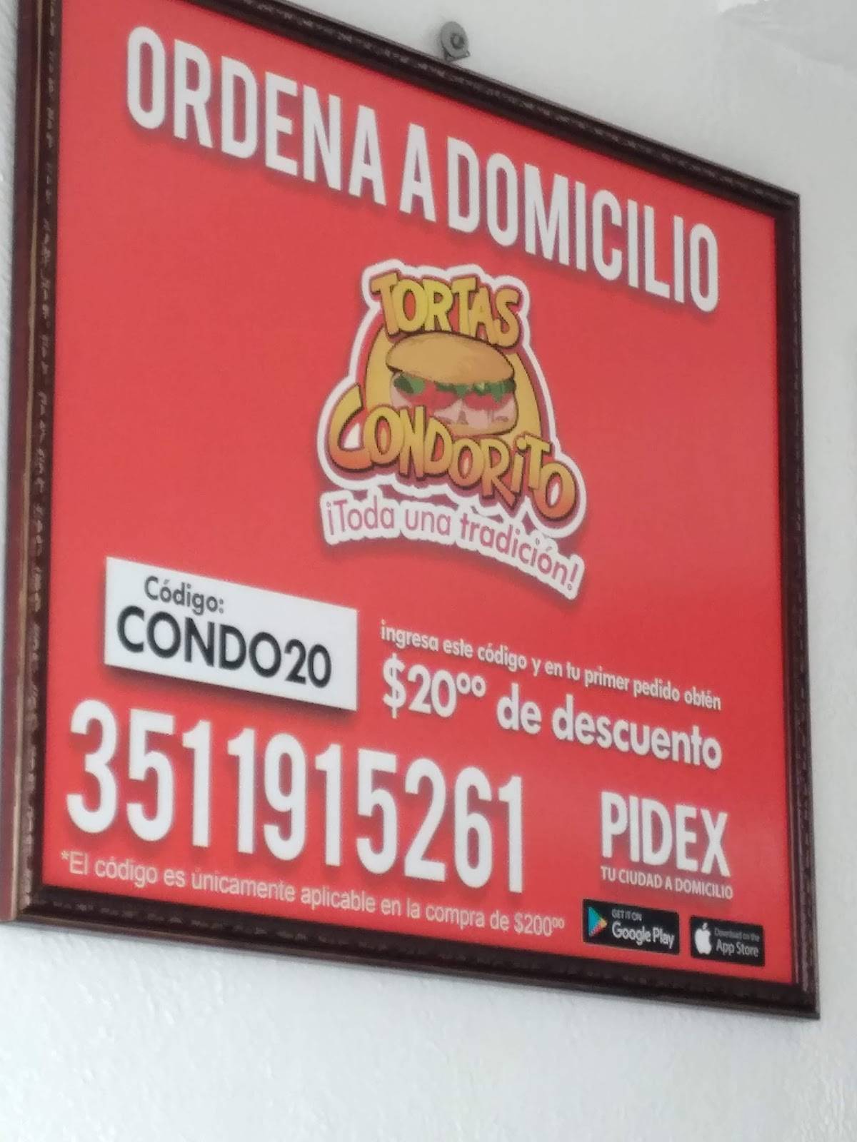 Carta del restaurante Tortas Condorito, Zamora, C. Uruapan 709