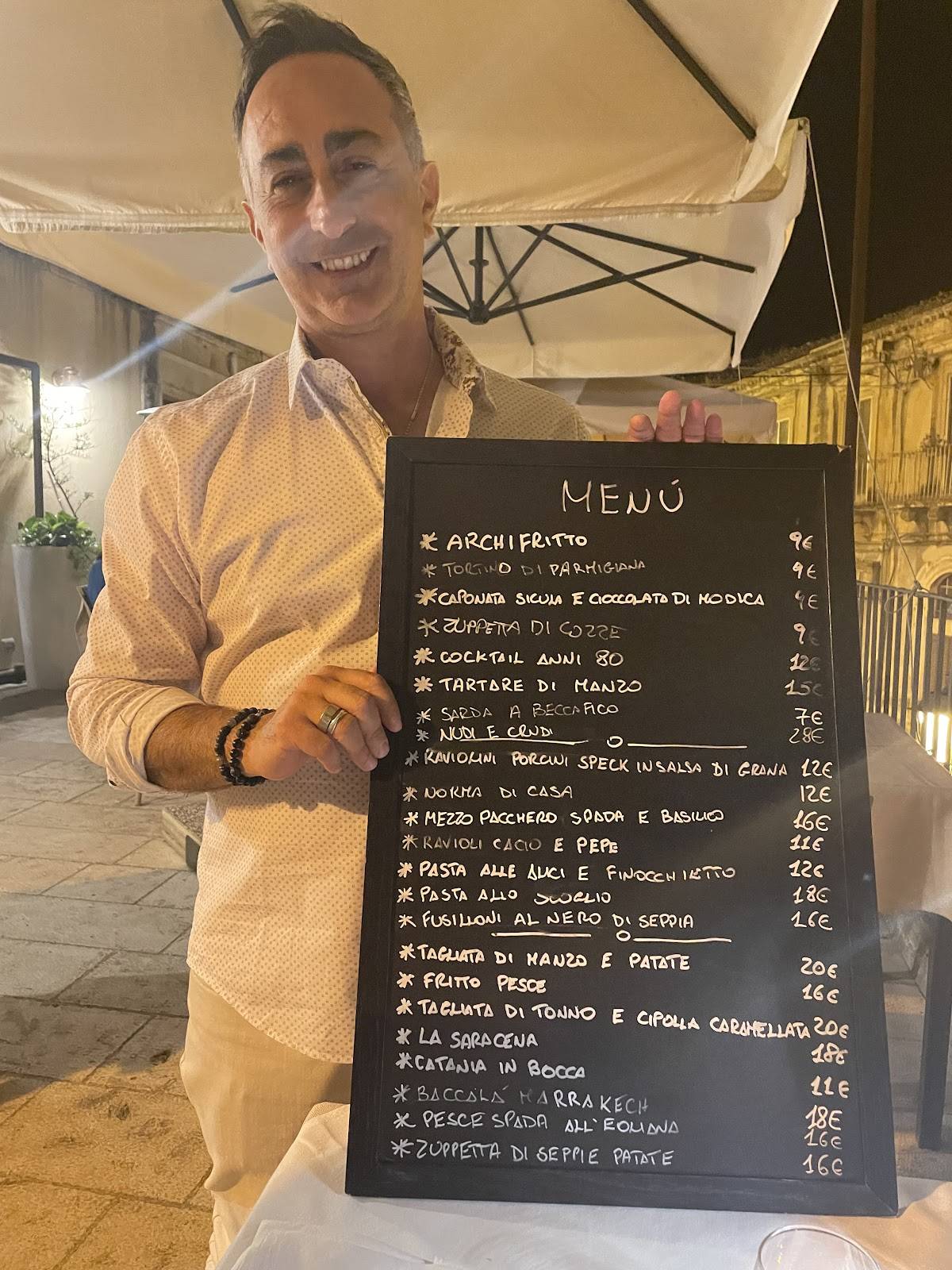 Menu at Trattoria Agli Archi restaurant, Ragusa