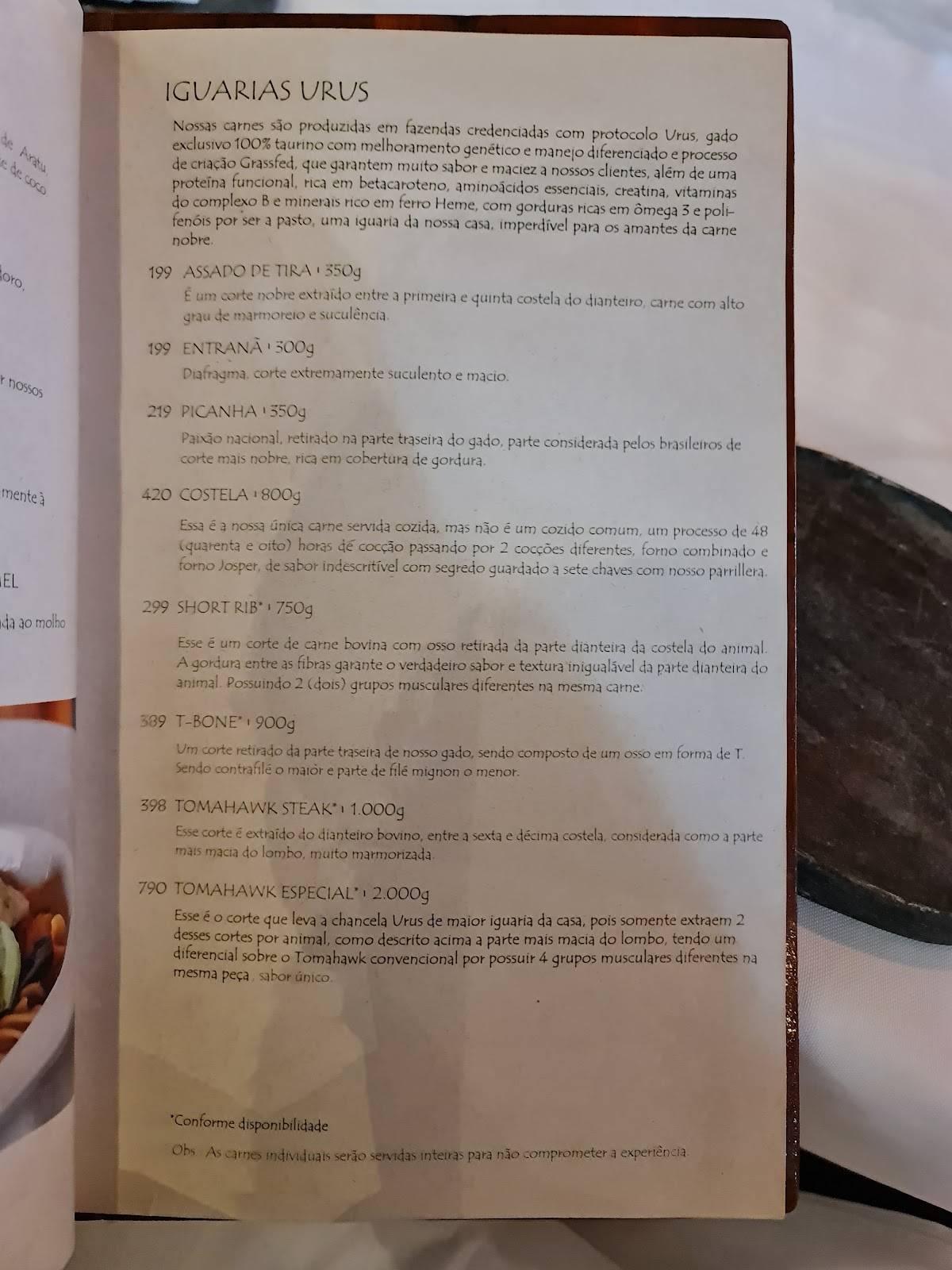 Menu em Urus Steakhouse A melhor experiência em carne, São Paulo