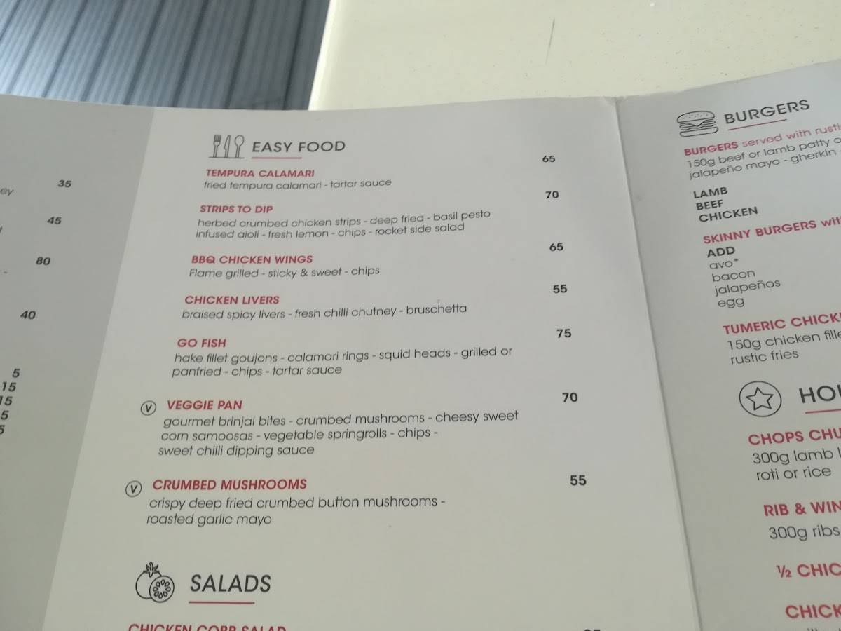 Menu at Vigour & Verve Pietermaritzburg restaurant, Pietermaritzburg