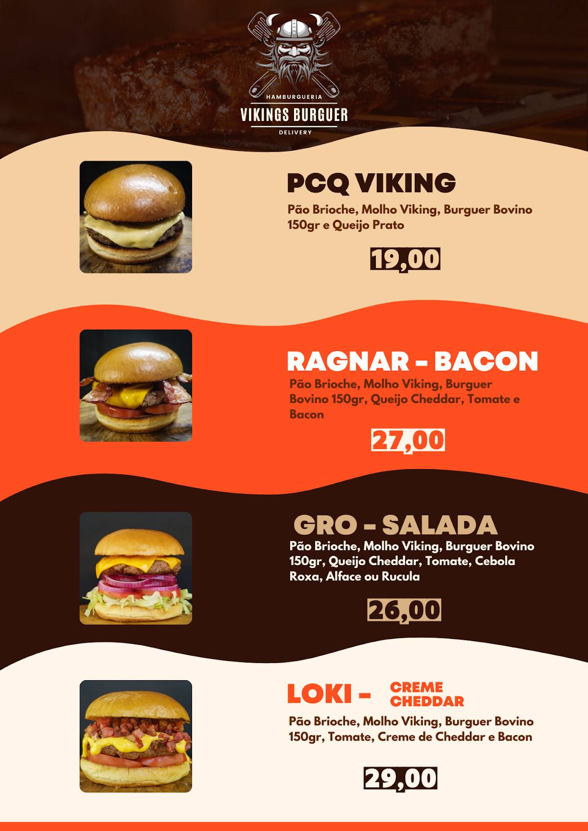 Menu em Vikings Burguer restaurante, Leme