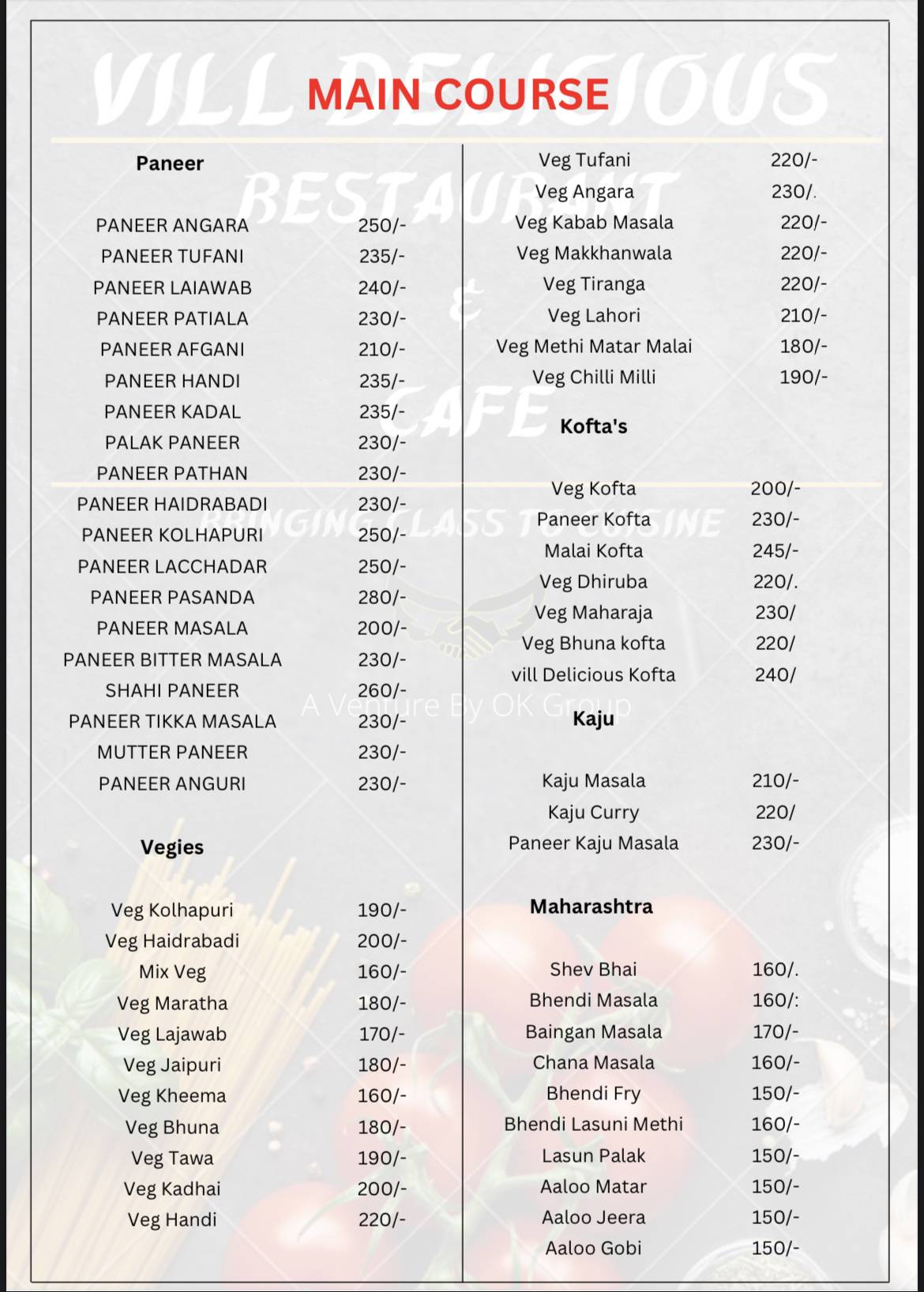 Menu at Vill Delicious pure veg family Restaurant, Nashik