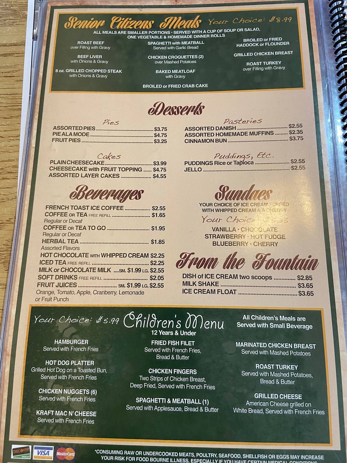 Menu at Walnut Bottom Diner restaurant, Carlisle