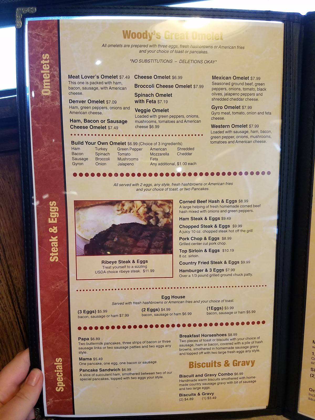 Menu at Woody's Family Restaurant, El Paso