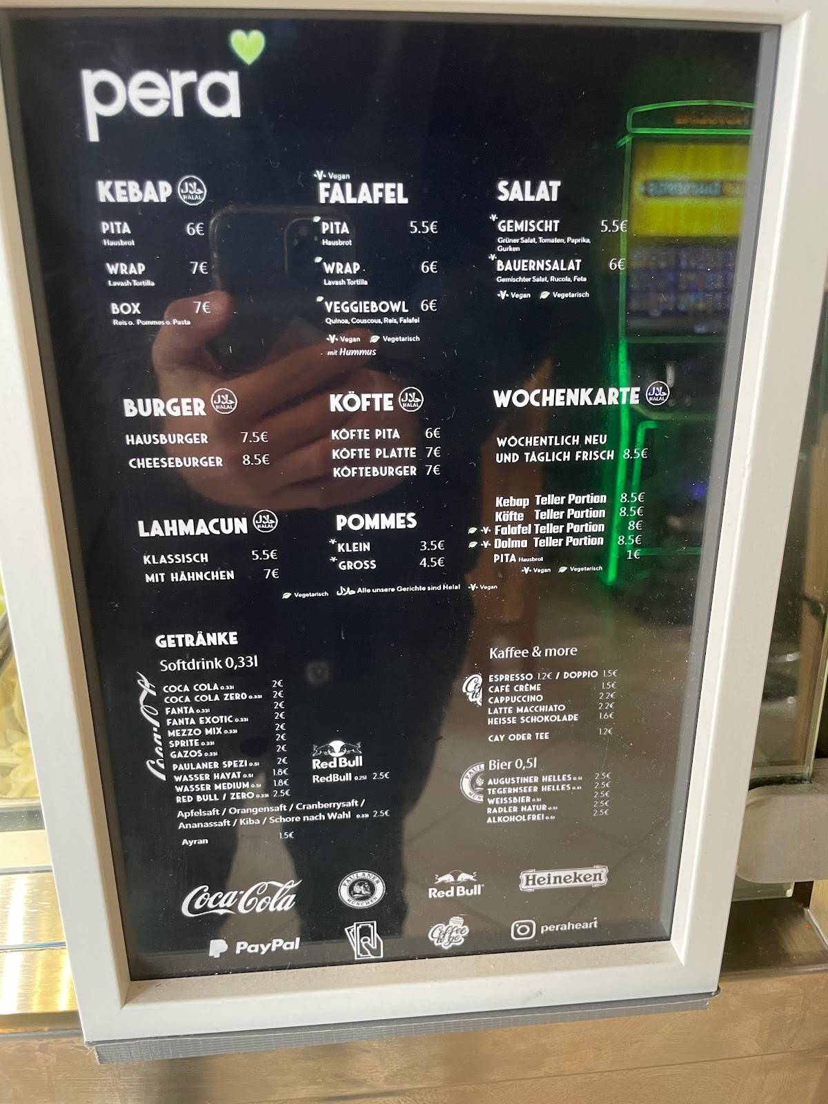 Speisekarte von pera restaurant, München