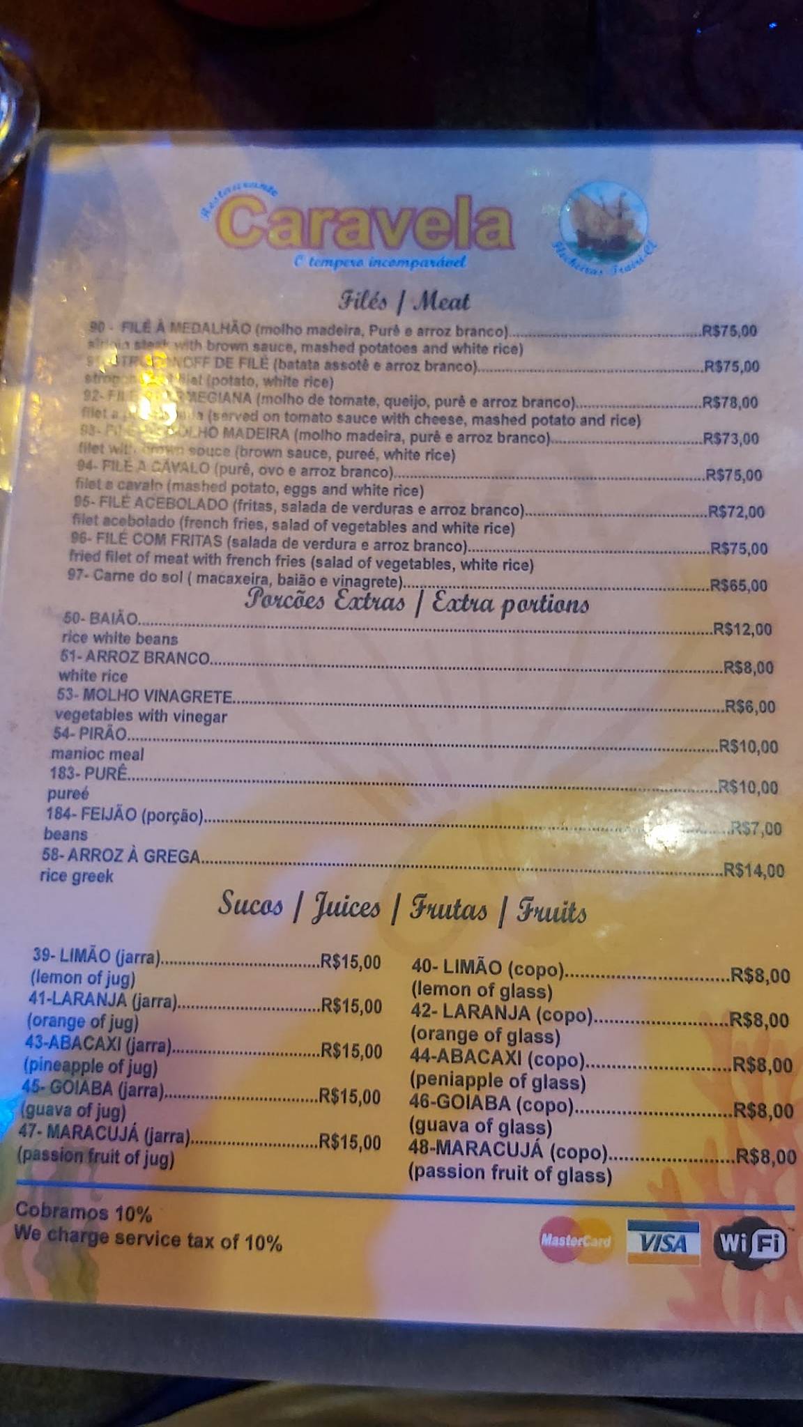 Menu em Restaurante Caravela, Guajiru, Av. Beira Mar