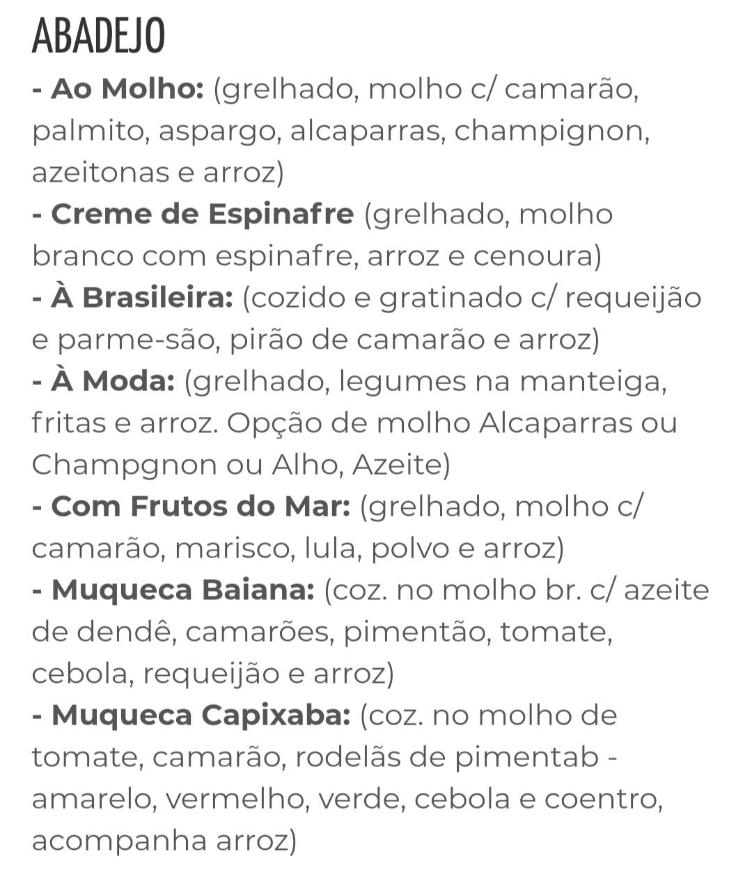 Menu em Restaurante Morro do Ronque, Araras