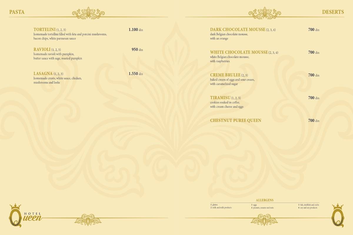 Speisekarte von Restoran Queen restaurant, Novi Sad