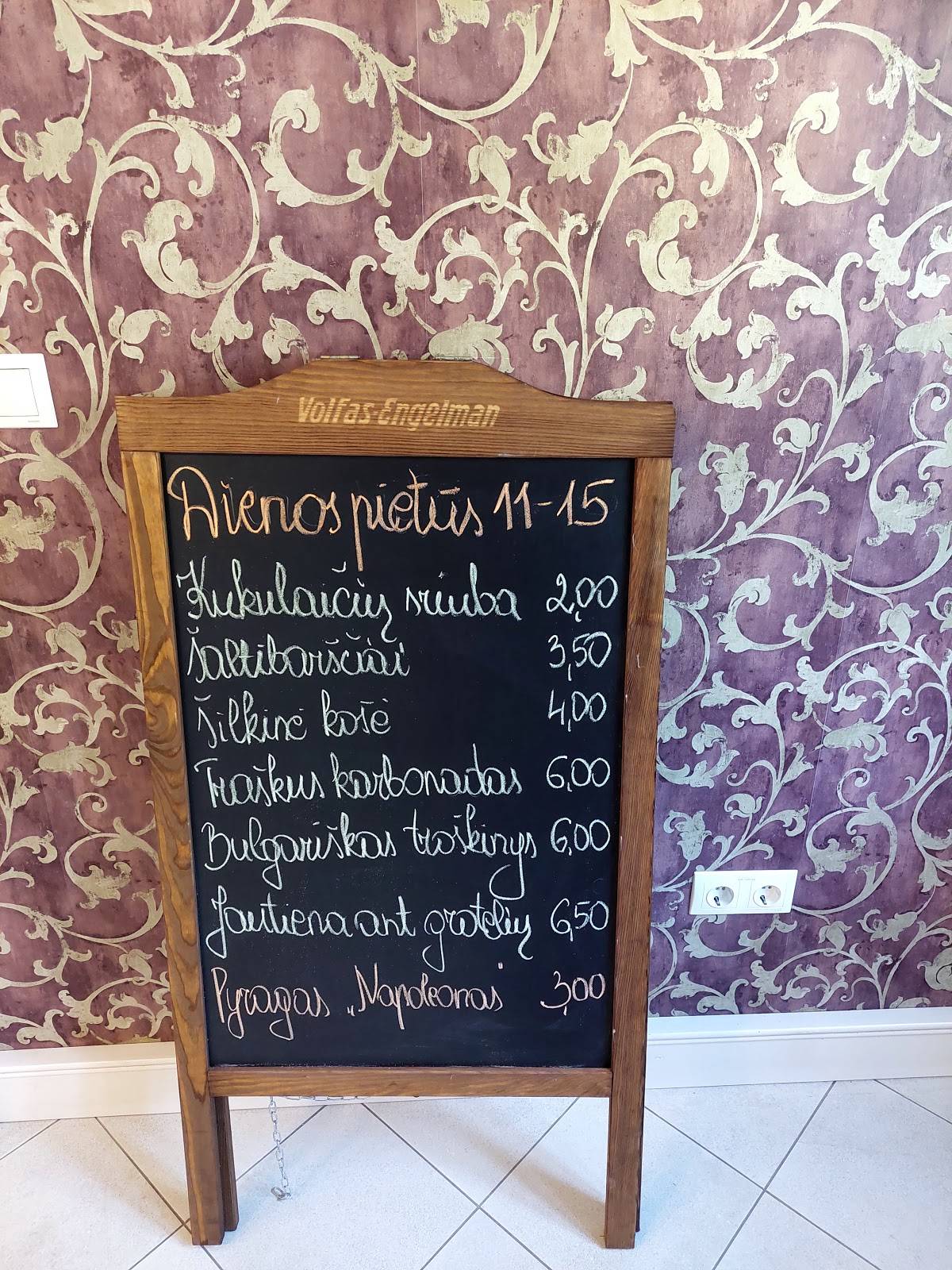 Menu at Restoranas XIX amžius restaurant, Klaipėda