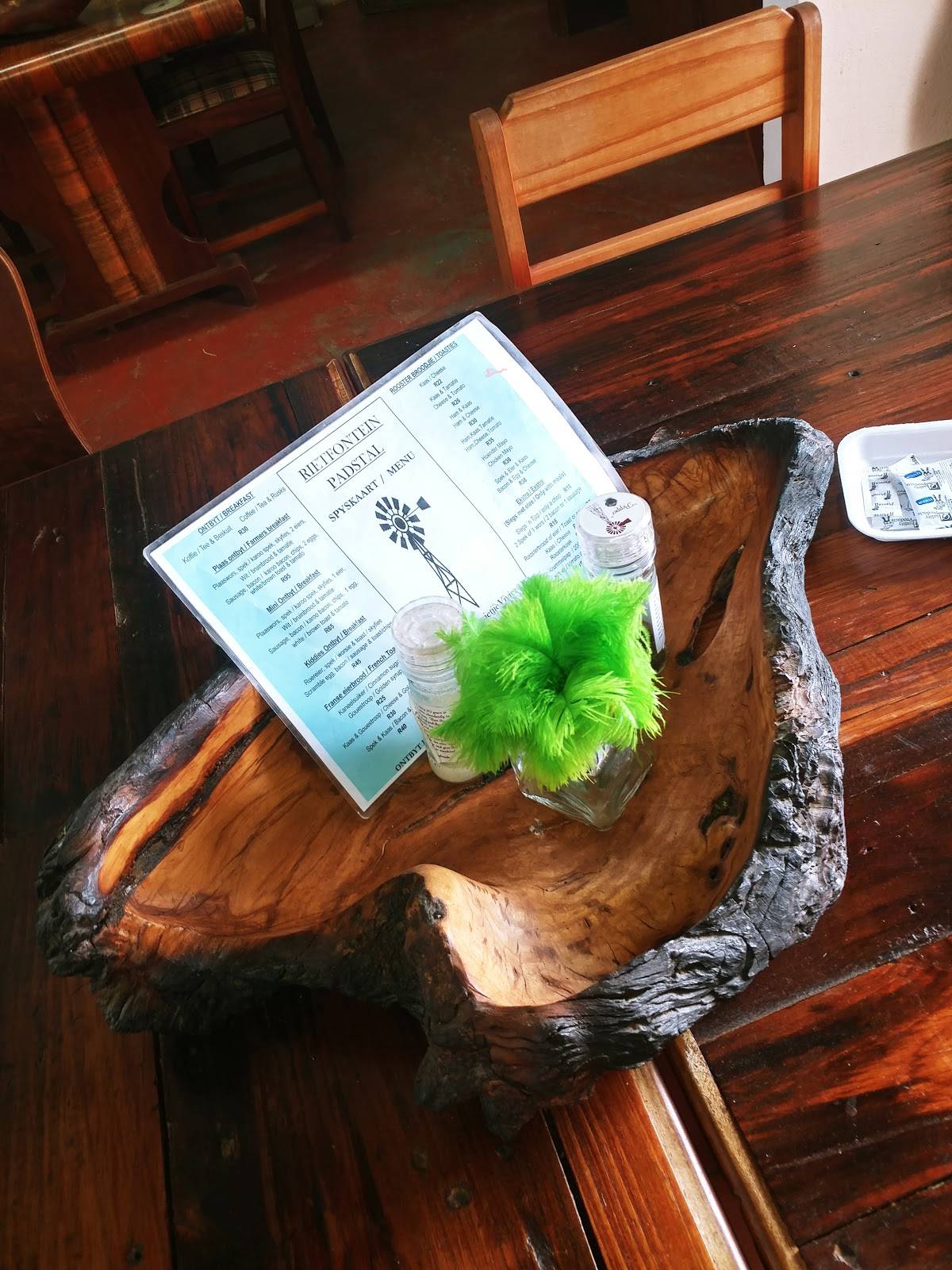 Menu at Rietfontein Padstal Leeu-Gamka restaurant, South Africa