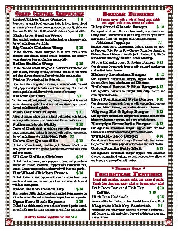 Menu at Riley Street Station pub & bar, East Aurora