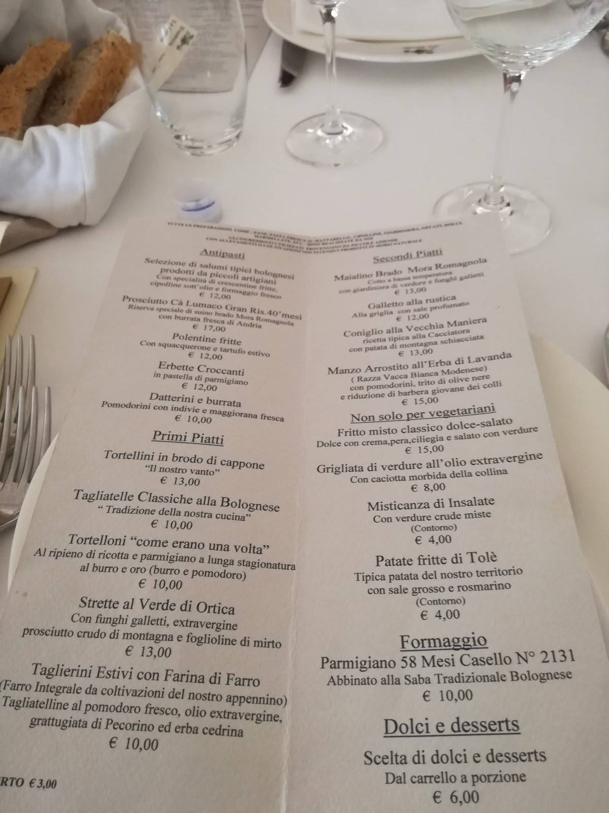 Menu au Ristorante Antica Trattoria La Grotta dal 1918, Sasso Marconi