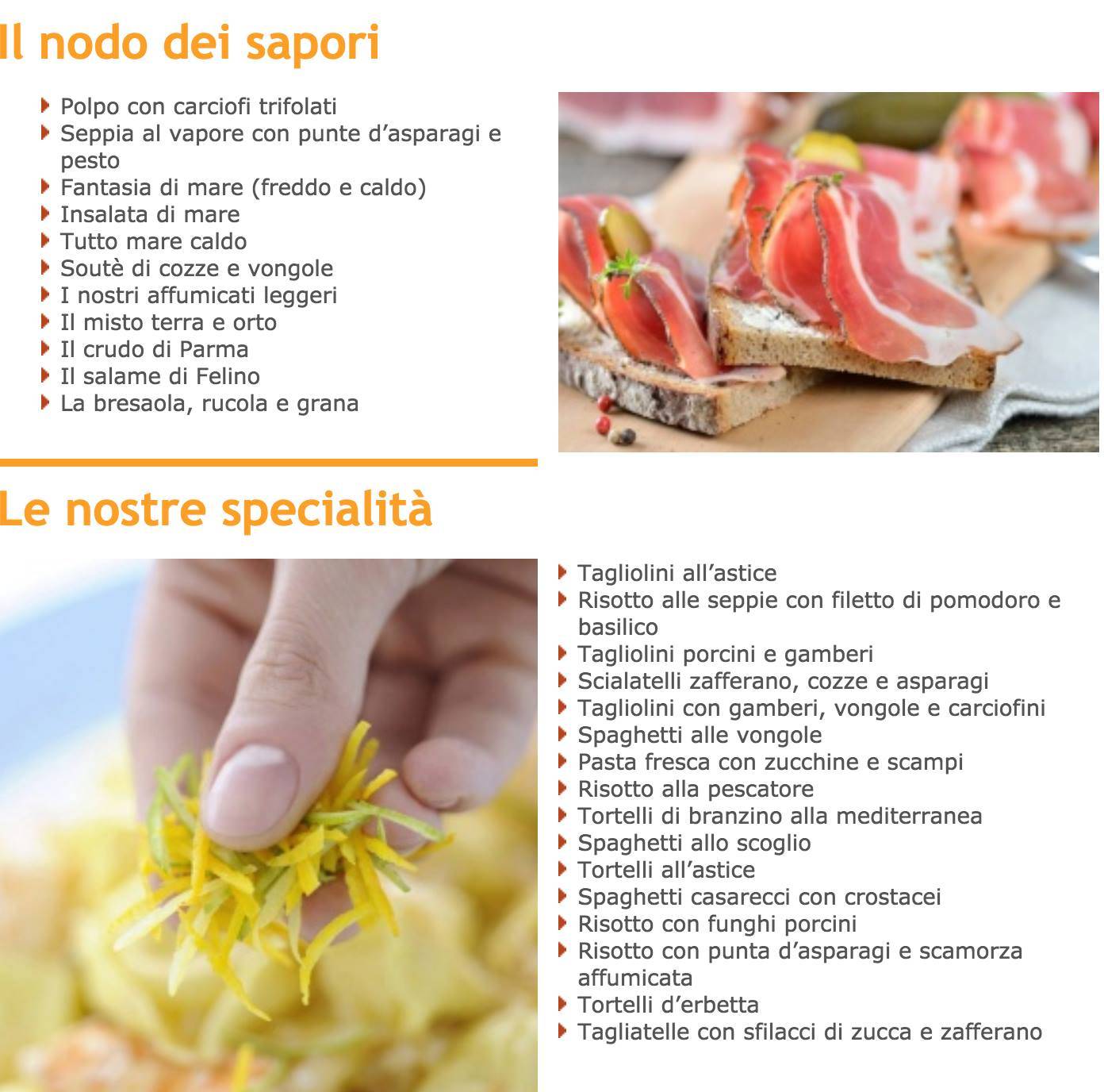 Menu da Ristorante Pizzeria Il Nodo, Parma