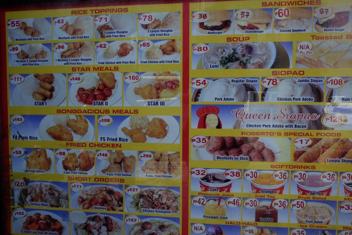 Menu at Roberto's restaurant, Iloilo City, 61 JM Basa St