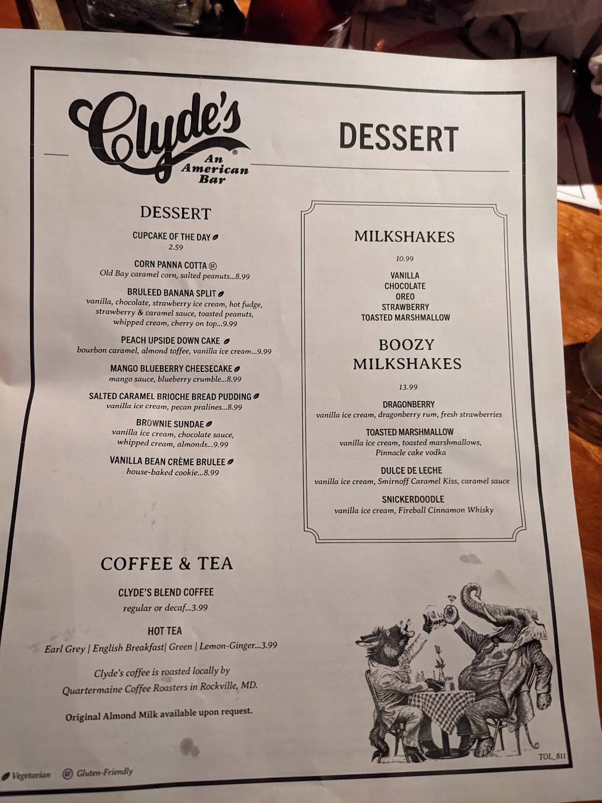 Menu at Clyde's Tower Oaks Lodge pub & bar, Rockville