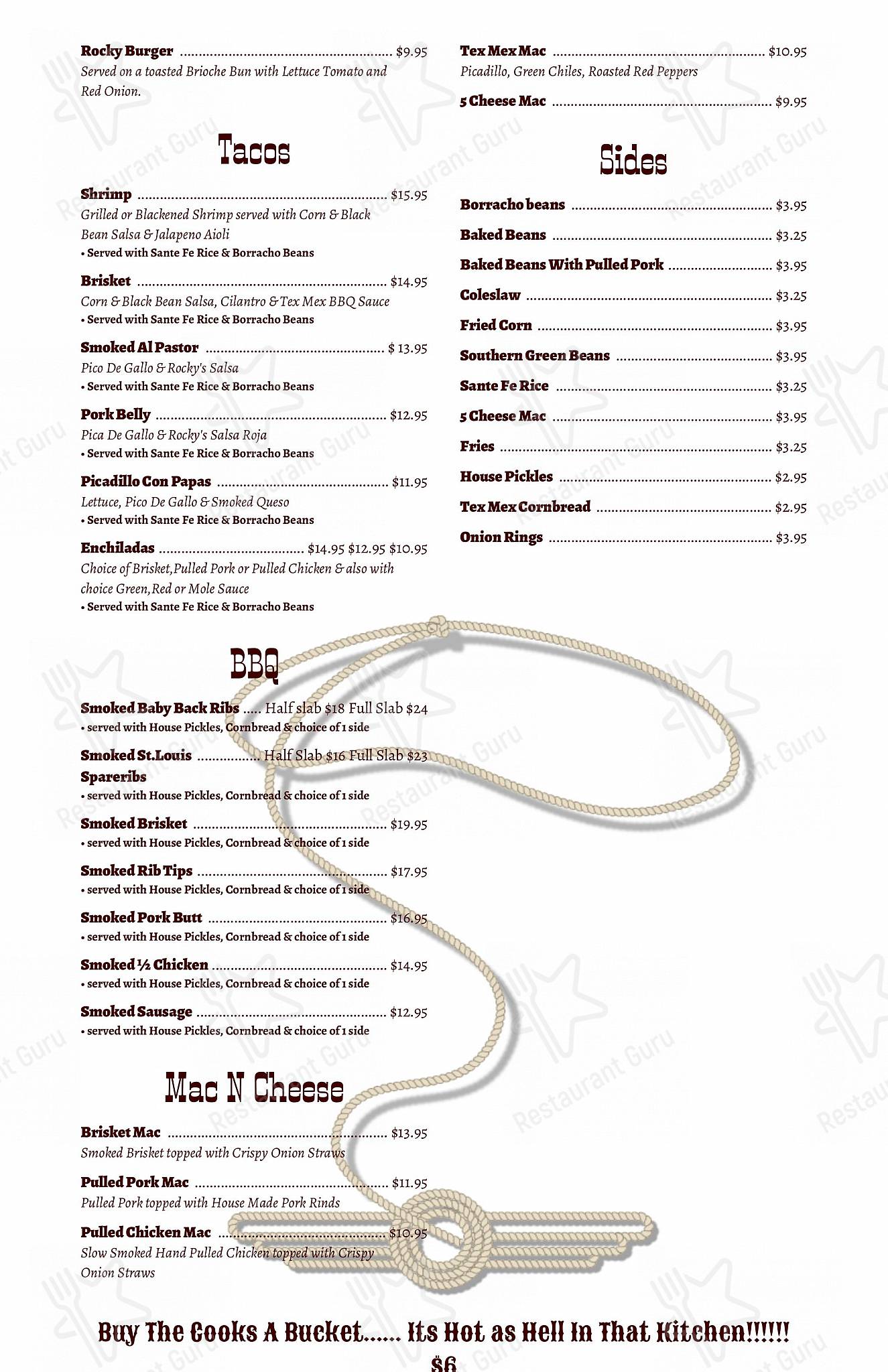 Menu at Rocky's American Grill pub & bar, Prospect Heights