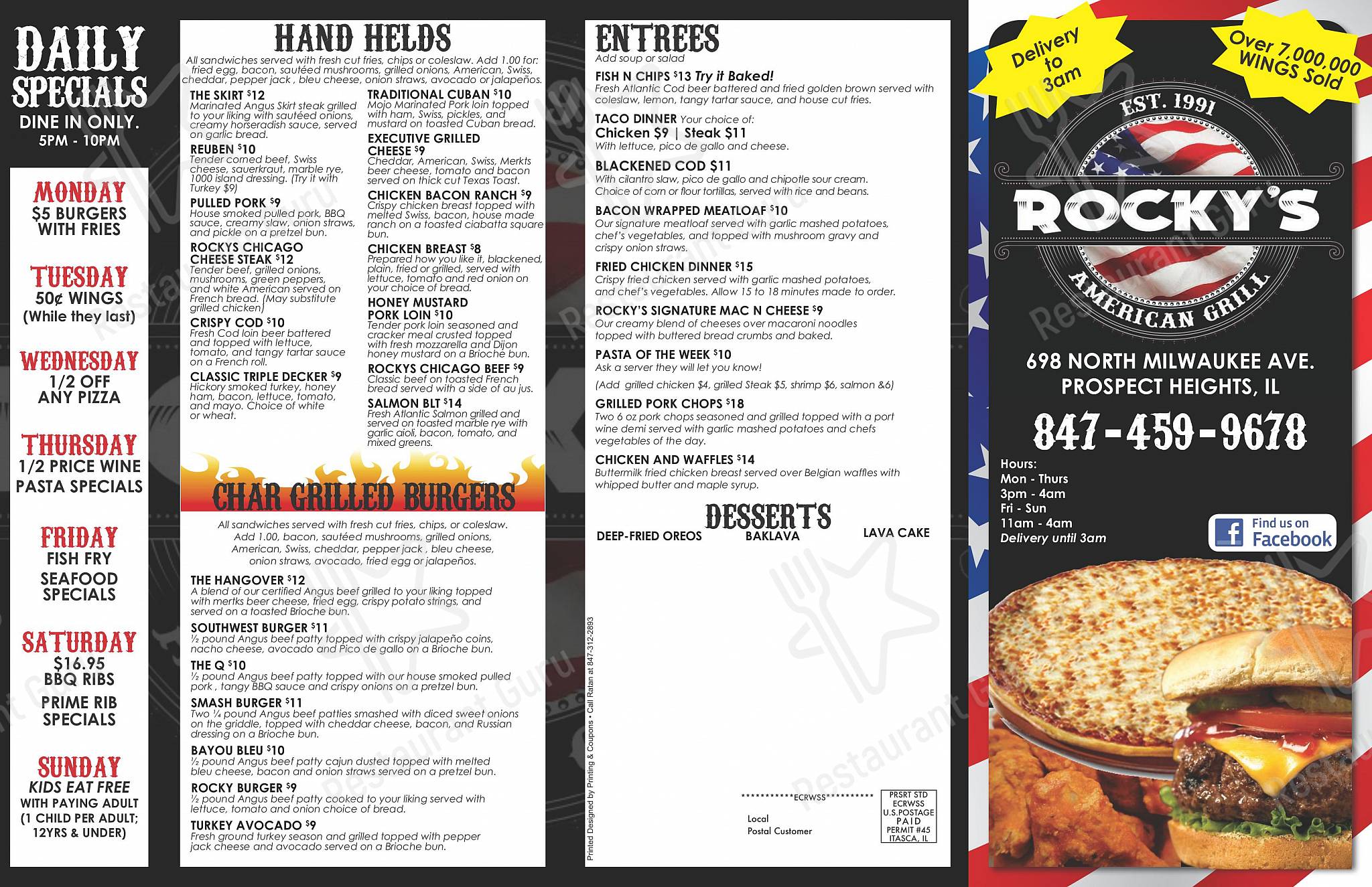Menu at Rocky's American Grill pub & bar, Prospect Heights