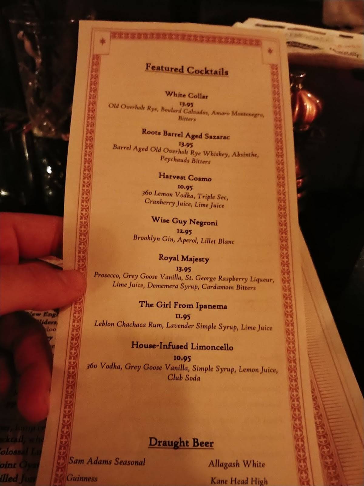 Menu at Roots Steakhouse, Morristown