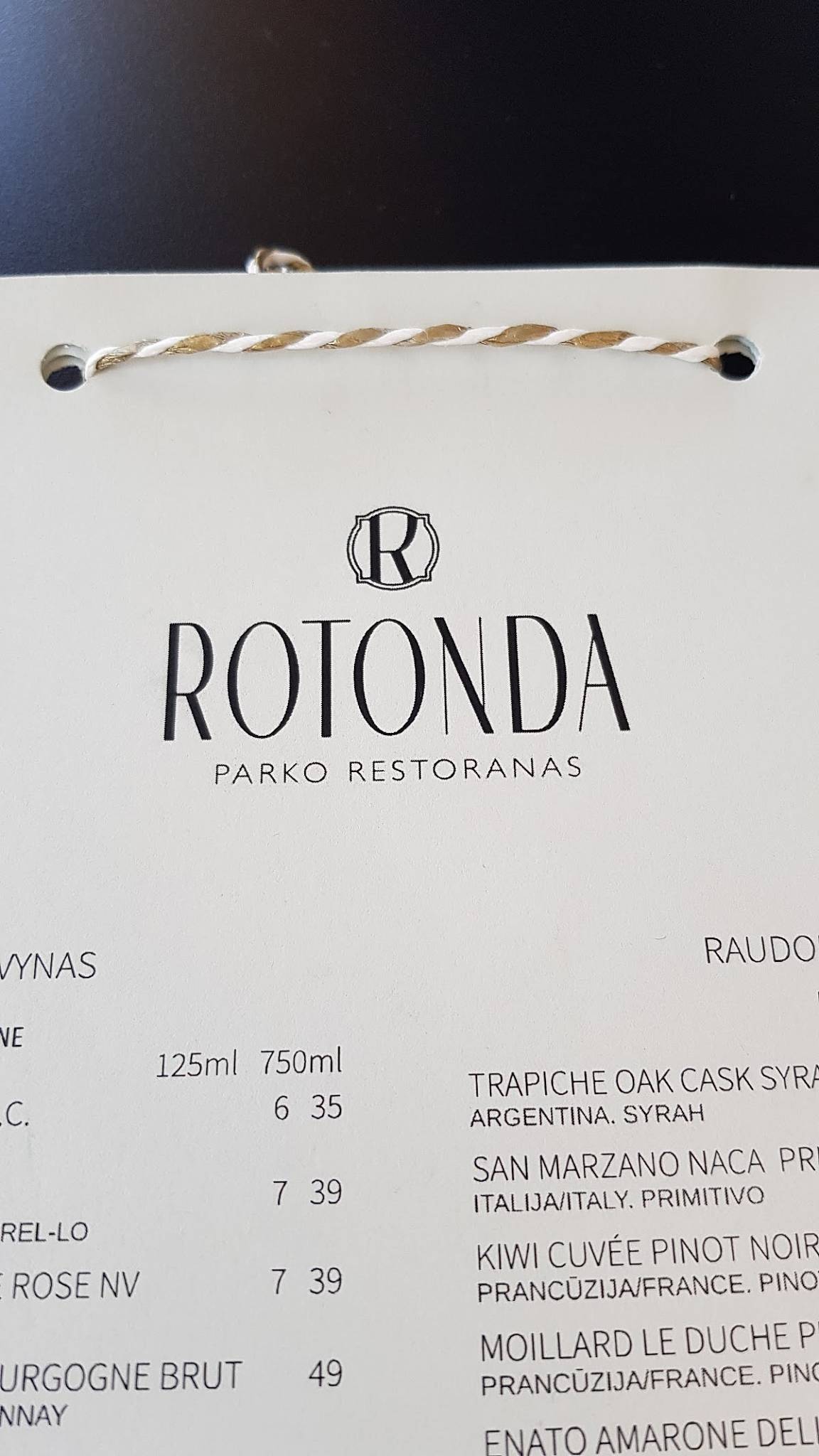 Speisekarte von Rotonda restaurant, Vilnius