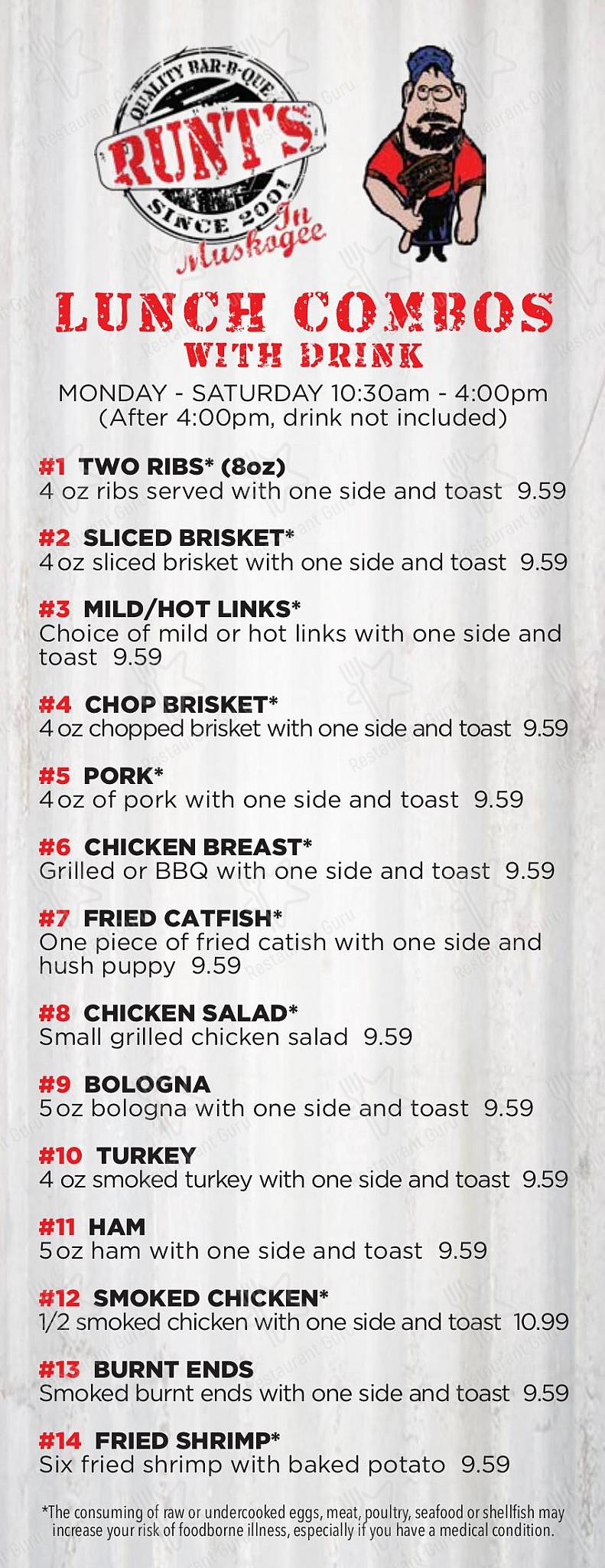 Menu at Runts Bar BQ & Grill, Muskogee