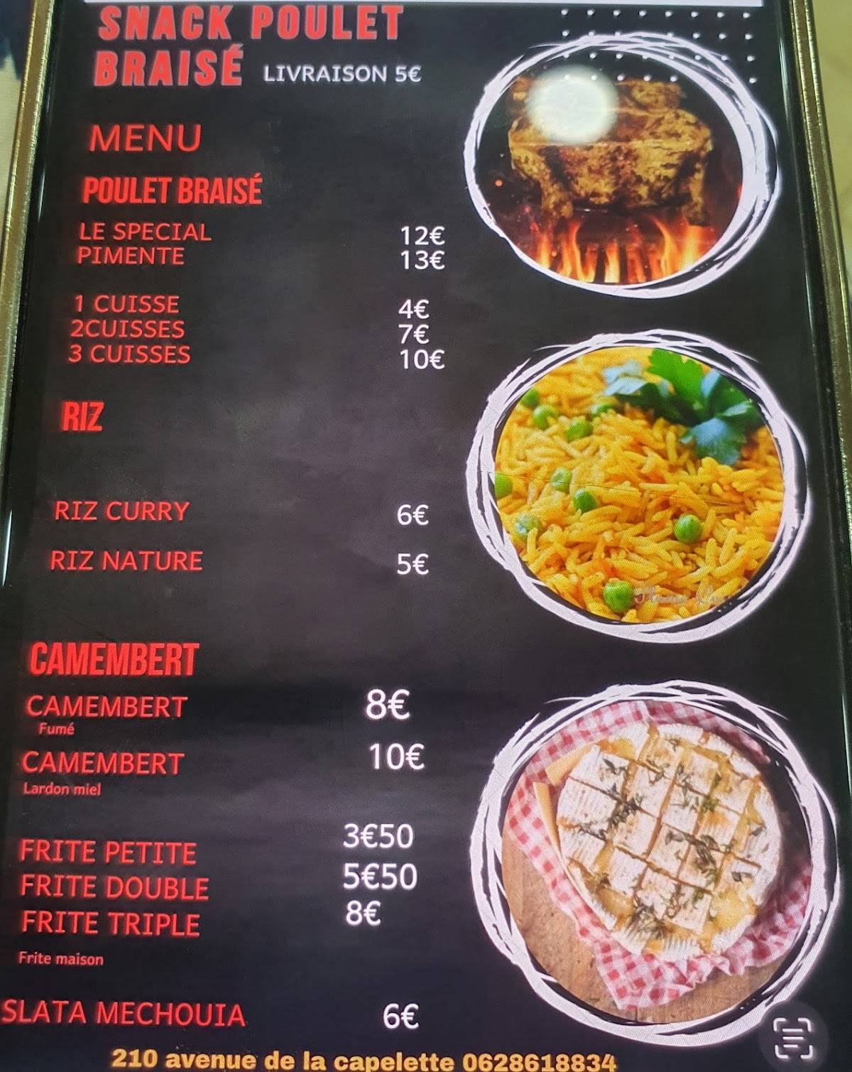 Menu au SNACK POULET BRAISÉ restaurant, Marseille