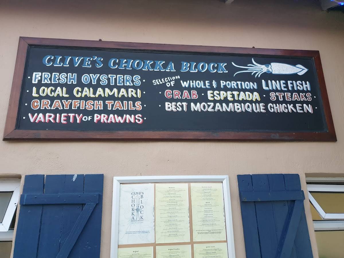 Menu at Chokka Block Restaurant, Saint Francis Bay