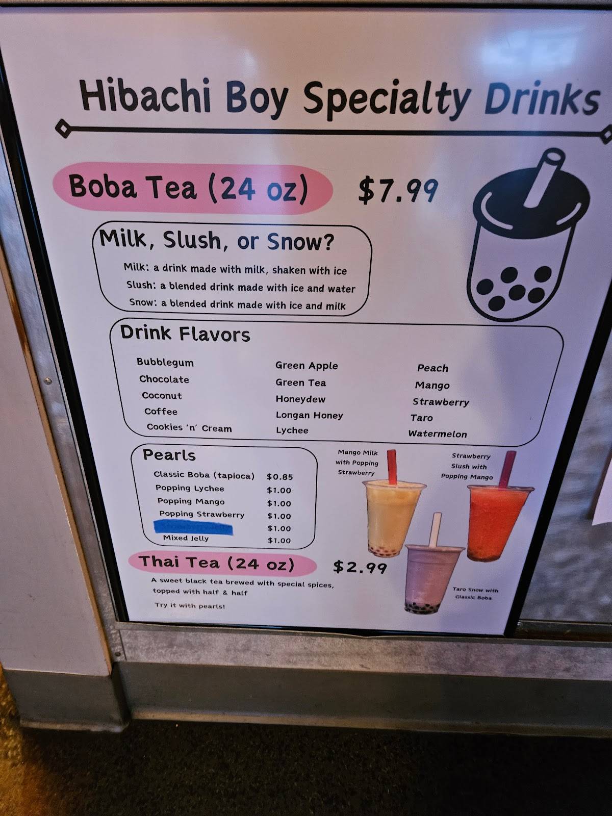 Menu at Hibachi Boy restaurant, St. Peters