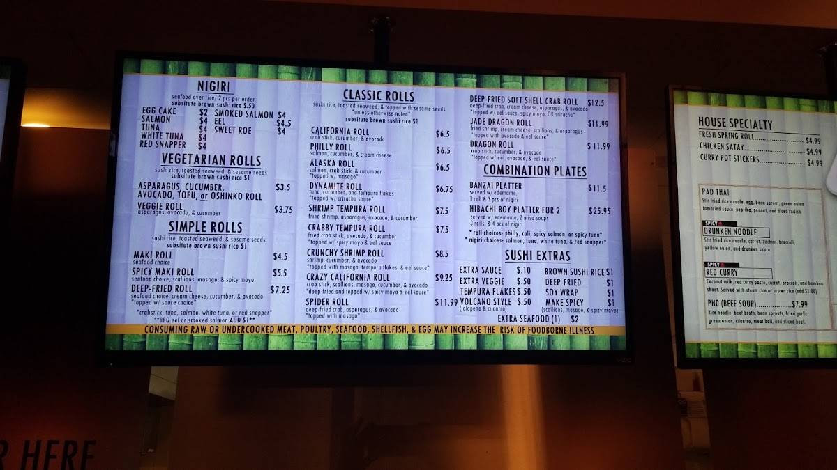 Menu at Hibachi Boy restaurant, St. Peters