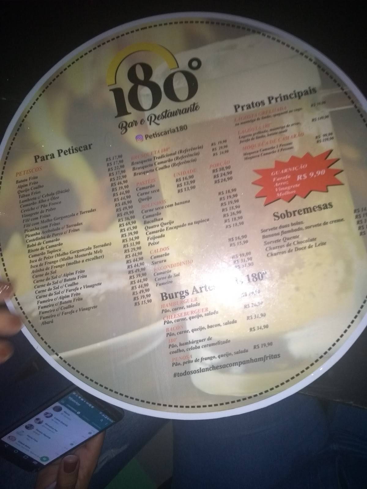 Menu em Rooftop 180° pub & Bar, Salvador
