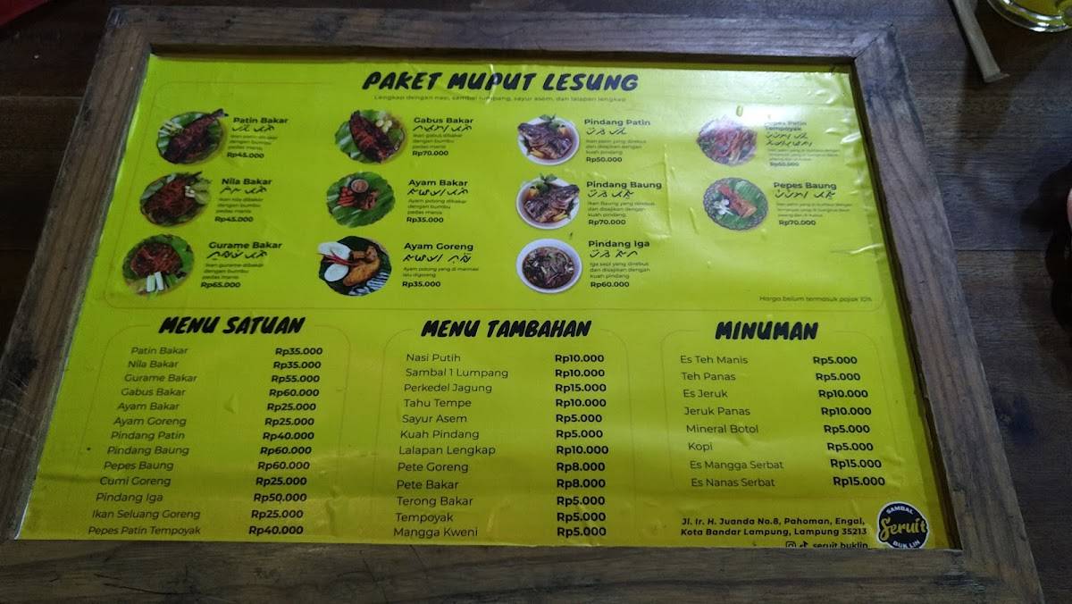 Menu at Sambal Seruit Buk Lin Pahoman restaurant, Bandar Lampung