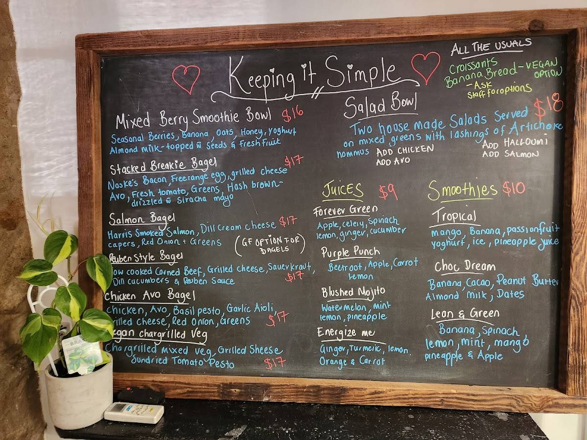 Menu at Same But Different Cafe, Hahndorf