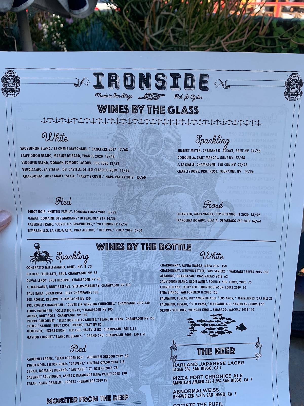 Menu at Ironside Fish & Oyster Bar, San Diego, India St